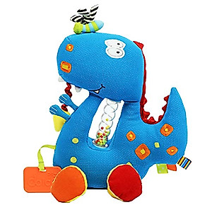 Dolce Play and Learn Dino Interactive Stuffed Animal Plush toy 14", educational sensory holiday gift for kids