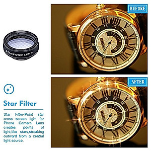 Apexel 10 in 1 Phone Camera Lens Kit Wide Angle/Macro/Fisheye/Telephoto/CPL/Flow/Radial/Star Filter/Kaleidoscope Lens for iPhone and Most Phone