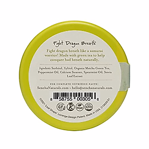 SEN CHA Naturals Green Tea Mints, Sugar-Free Breath Mints, Made With Organic Japanese Matcha Green Tea, Gluten-Free, Sugar-Free, Vegan & Keto-Friendly Mints, Moroccan Mint, 1.2oz (1 Pack)