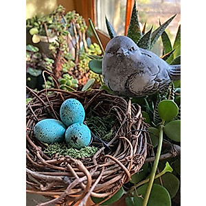 Outdoor Yard Decor, Fairy Garden Accessories, Housewarming Gift for Bird Lovers, Resin Stone Tabletop Figurines Set of 2