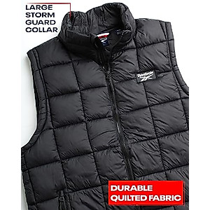 Reebok Men's Puffer Vest - Quilted Insulated Winter Vest - Sleeveless Bubble Jacket for Men (M-XXL), Size Large, Black