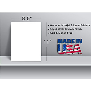 Heavyweight White Cardstock 8.5" x 11" - Thick Paper for Printing - Inkjet/Laser 80lb Cardstock (20 Sheets)