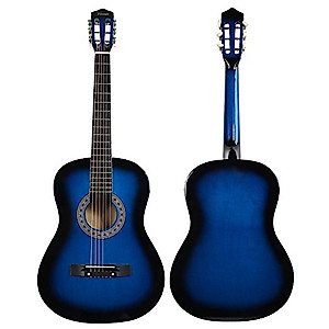YMC 38" Blue Beginner Acoustic Guitar Starter Package Student Guitar with Gig Bag,Strap, 3 thickness 9 Picks,2 Pickguards,Pick Holder, Extra Strings, Electronic Tuner -Blue
