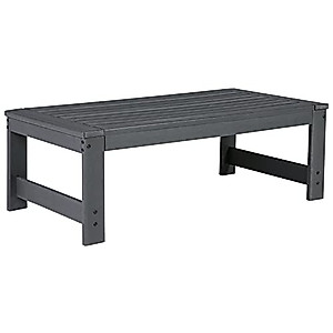 Signature Design by Ashley Amora Outdoor HDPE Patio Coffee Table, Charcoal Gray