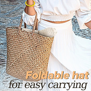 Womens Sun Hat, Floppy Beach Summer Hats with Wide Brim, Packable Lace Hats for Women Beige