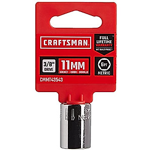 CRAFTSMAN Shallow Socket, Metric, 3/8-Inch Drive, 11mm, 6-Point (CMMT43543)