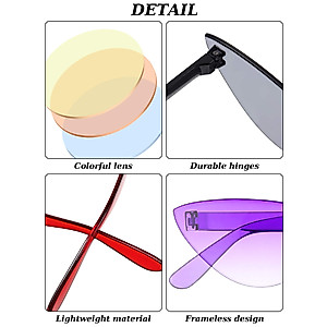 Weewooday 15 Pairs Candy Colored Rimless Sunglasses Cat Eye Colored Transparent Sunglasses for Women Men