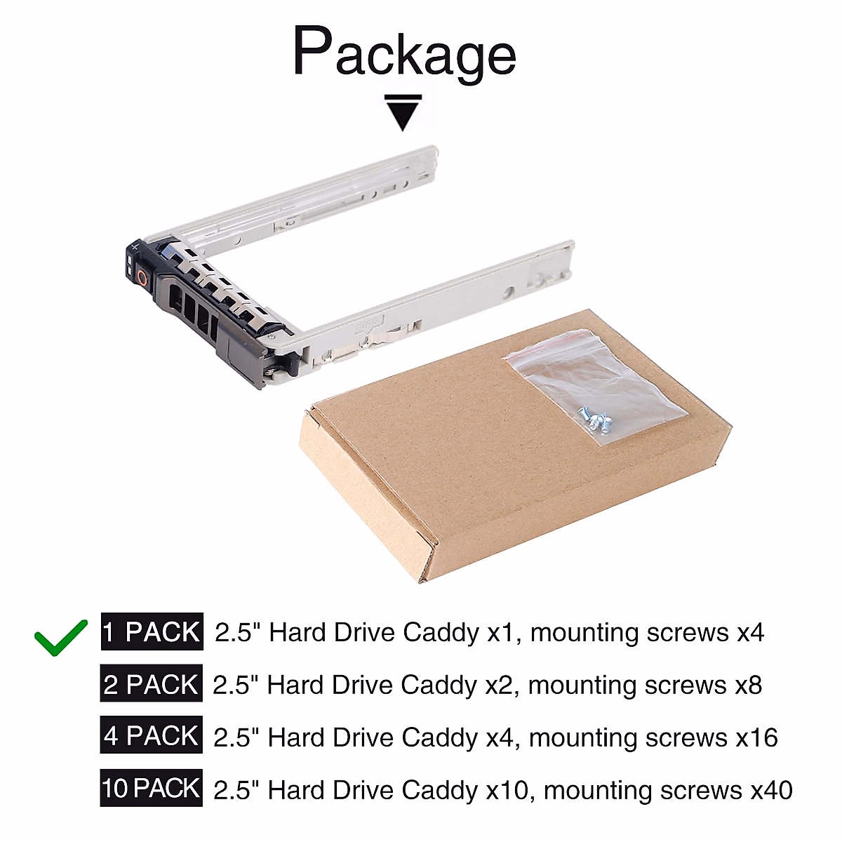 Hard Drive Caddy 8FKXC 08FKXC Hard Drive Bracket 2.5" SSD Mounting SAS SATA Caddy Compatible for Dell PowerEdge R630 R730 R730XD T630 R430 T430 PowerVault MD1420 MD3420 Series