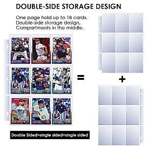 450 Pockets Trading Card Sleeve Pages, Double-Sided Baseball Card Binder Sheet Protector for 3 Ring Binder, Baseball Card Sleeves for Sports, Game, MTG YuGiOh, Standard Cards Business Cards(Clear)