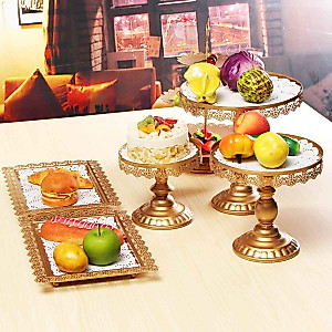 7Pcs Cake Stand and Pastry Trays Metal Cupcake Holder Fruits Dessert Display Plate for Baby Shower Wedding Birthday Party Celebration