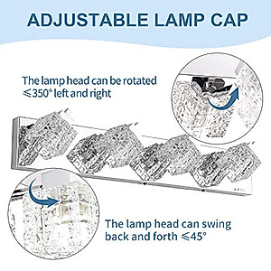 TRLIFE Bathroom Vanity Light Fixtures, 26inches Crystal Vanity Light Fixture Modern Bathroom Lights Over Mirror 4 Lights Vanity Light for Bathroom