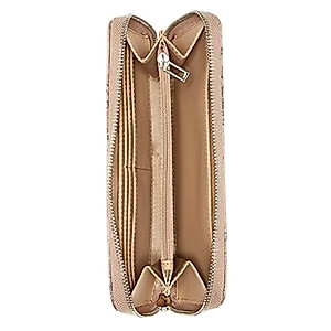 GUESS Factory Women's Aubrianna Logo Embossed Floral Print Zip Around Wallet Clutch Bag - Rose Dust