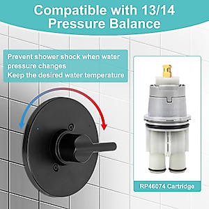 T14059-BL Matte Black Shower Handle Compatible with delta Faucet 14 Series Single-Function Black Shower Valve Trim Kit (RP46074 Cartridge/ R10,000 Valve Not Included)