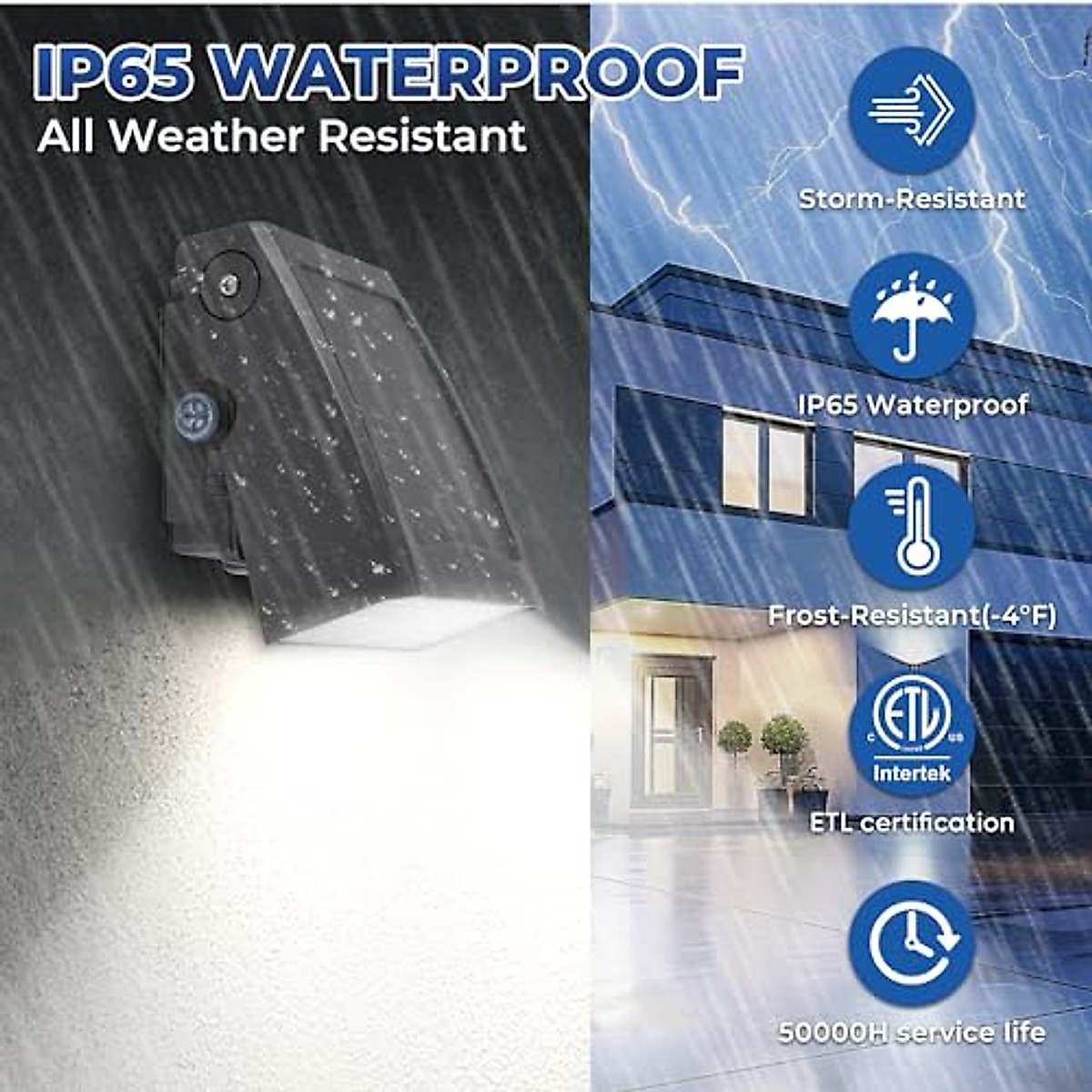 CINOTON 40W LED Wall Pack Light with Dusk to Dawn Photocell and 240W/150W/100W LED Parking Lot Light Outdoor Arm & Slipfitter Mount