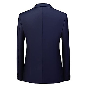 Men's Stylish Slim Fit Daily Blazer Solid Casual Formal Wedding Party Sport Coat One Button Lapel Business Jacket (Dark Blue 2,Small)