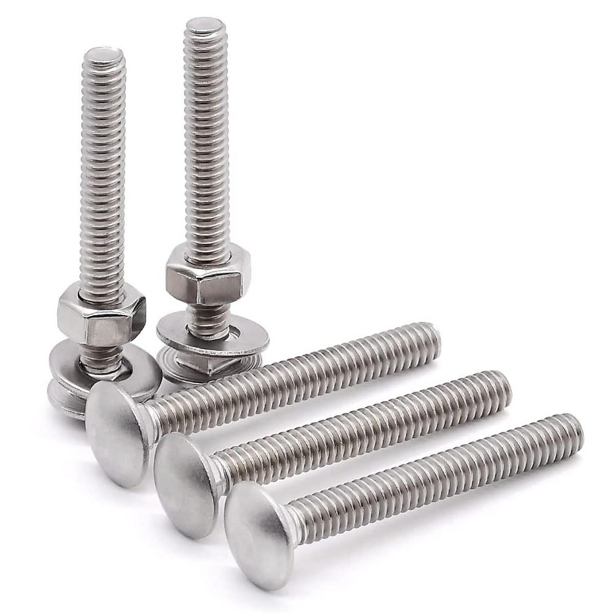 Glvaner (8 Sets) 5/16-18 x 2-1/2" Stainless Steel Carriage Bolts Screws Round Head Square Neck and Hex Nuts & Flat Washers 304 Stainless Steel 18-8 Full Thread Coverage