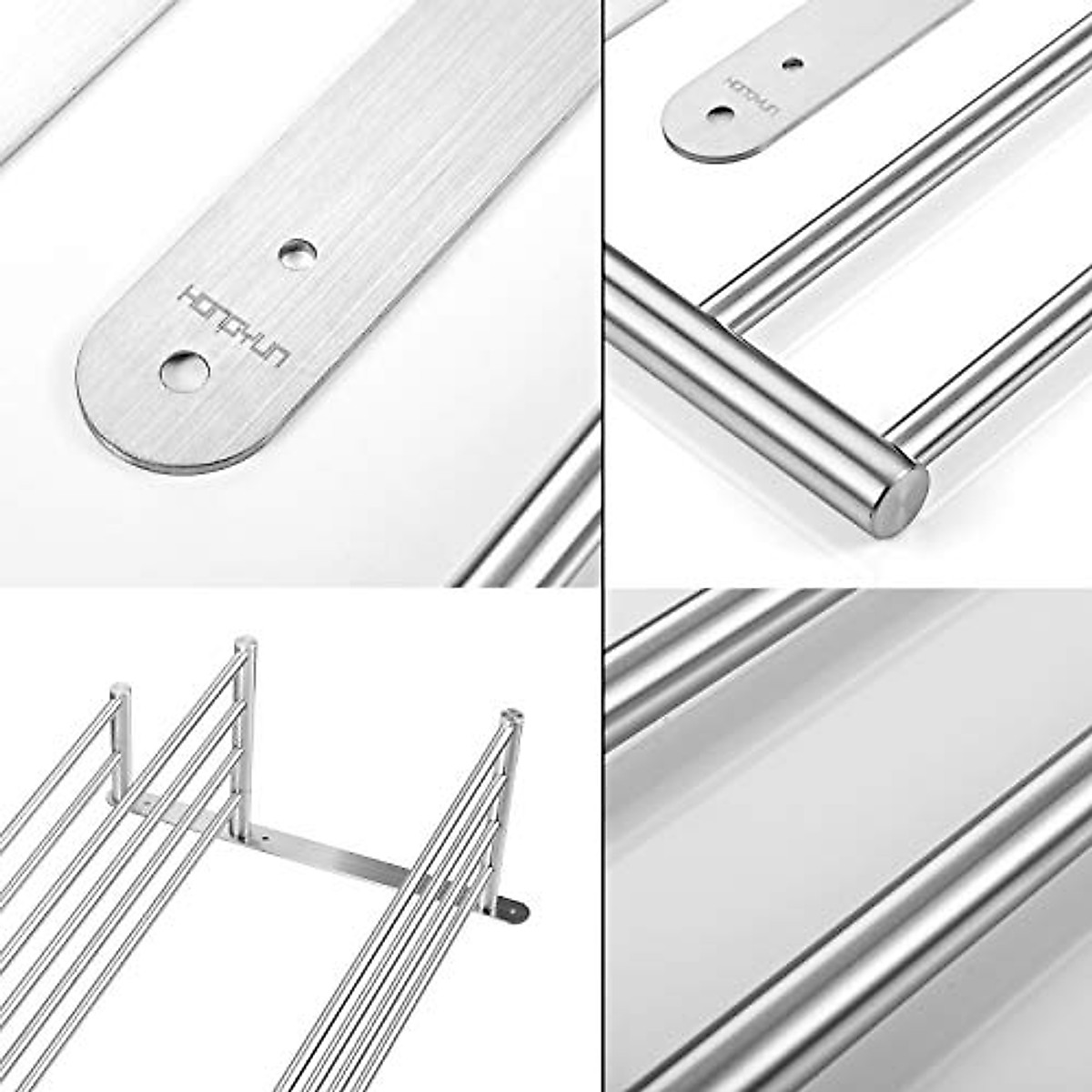 Bathroom Towel Rack 3 Tier with 24-Inch Multilayer Hotel Racks 304 Stainless Steel Towel Bar Shelf Wall-Mounted Brushed Finish Bar withTowel Shelves,3-Tier Bar Mounted Hotel Racks