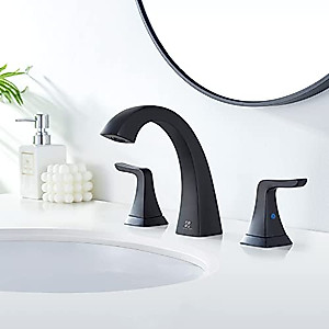Matte Black Bathroom Faucet,Widespread Bathroom Sink Faucet for 3 Hole,2 Handles Bathroom Vanity Faucet 8 Inch,HOMELODY Lavatory Faucet for Sink with Pop Up Drain