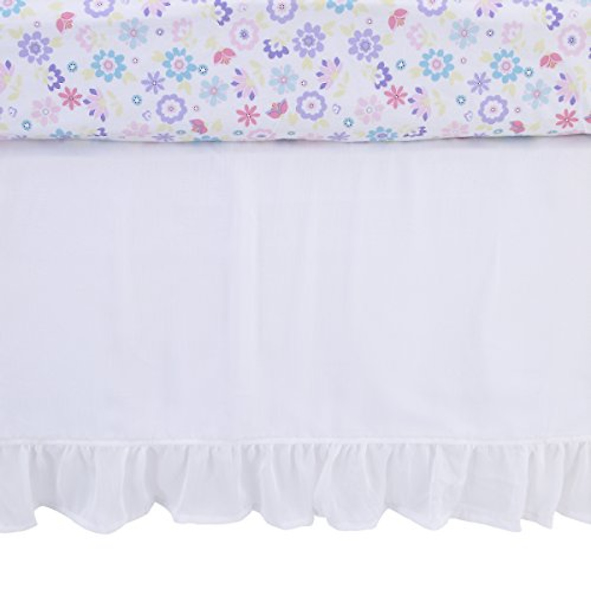 NoJo Ivory Crinkle Crib Skirt/Dust Ruffle, White, 18"