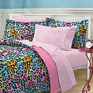 My Room Neon Leopard Ultra Soft Microfiber Girls Comforter Set, Multi-Colored, Twin/Twin X-Large