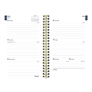 Blueline Essential Academic Weekly/Monthly Planner, 13 Months, July 2023 to July 2024, Gold Twin-Wire Binding, Poly Cover, 8" x 5", Blossom Design, Pink (CA114PG.01-24)