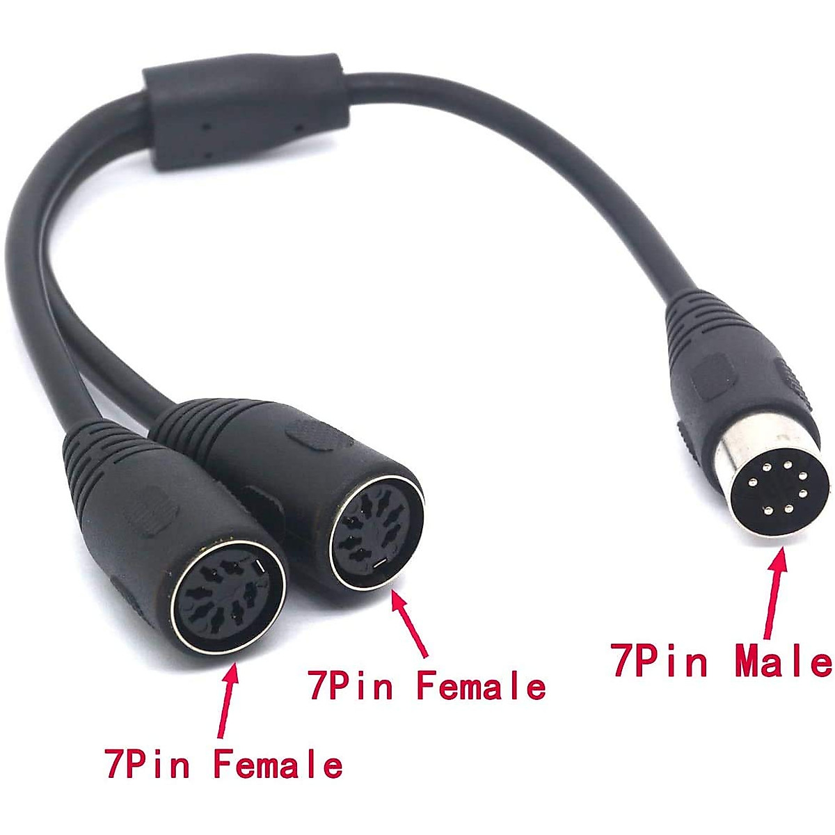 GLHONG 7 Pin Din Splitter Cable, 7- Pin Plug Male to 2 DIN Female Jack Adapter Y Lead for Bang Olufsen Naim Quad Stereo Systems