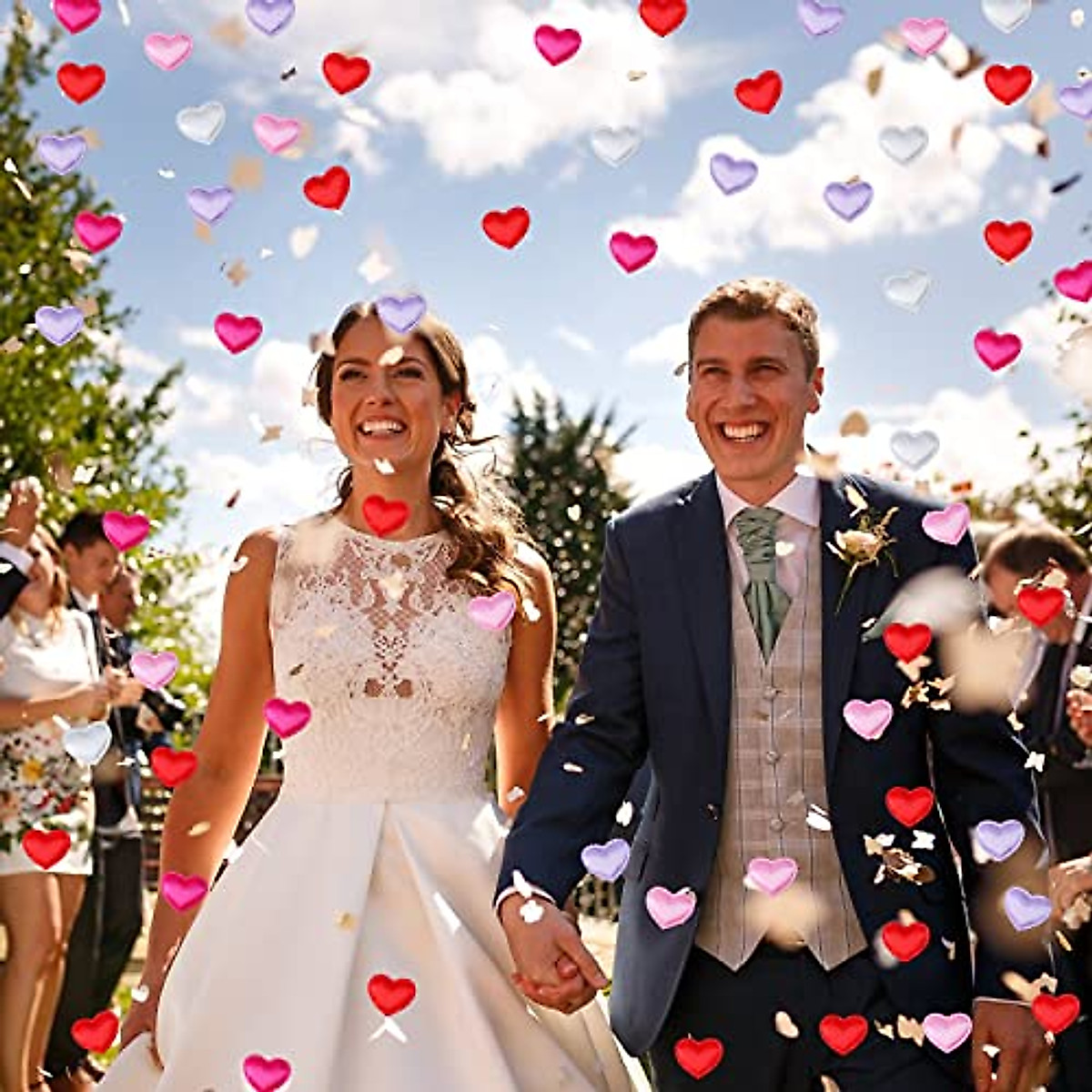 400 Pieces Valentines Day Heart Table Confetti Decoration, Love Heart Shaped Sponge Petal, Romantic Decor for Tables Valentine Confetti Wedding Decoration Supplies (Red, Pink, White, purple)