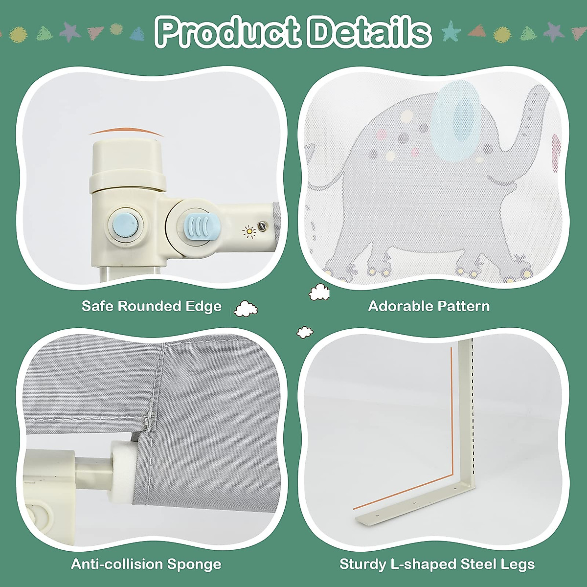 HONEY JOY Bed Rail for Toddlers, 77-in Extra Long, Portable Safety Bed Guardrail w/Double Safety Child Lock, Baby Bed Rail Guard, Fit King & Queen Full Twin Size Bed Mattress (77 INCH, Gray)