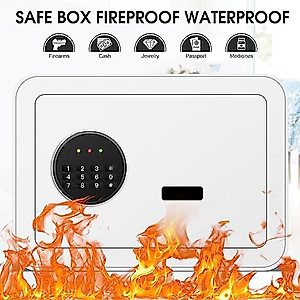 1.0 Cu ft Safe Box, Home Safe, Digital Home Security Safe Box with KEYS & NUMERIC KEYPAD, Personal Safe for Home Documents, Money Jewelry, Valuables (White)