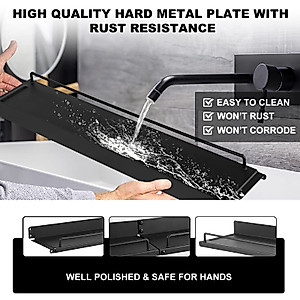 Shelf for Stove Top, Flaovoth 30’’ Shelf for Kitchen Stove Metal Over the Stove Spice Rack with Rail to Prevent Failing, Non Magnetic, Black