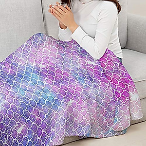 Mermaid Throw Blanket,Flannel Fleece Blanket,Soft Cozy Fuzzy Comfy Warm Cute Lightweight Blanket for Girl,Kid,Toddler,Baby-ombre Microfiber Blanket for Couch,Bed,Sofa,Chair-Crib Stroller Nap-60" x 50"
