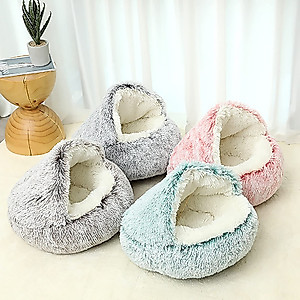 Calming Dog Bed Fluffy Plush Pet Bed Donut Cuddler Nest Warm Soft Plush Dog Cat Cushion with Cozy Sponge Non-Slip Bottom Washable Anti Anxiety Small Medium Dog Bed (Color : Gray, Size : 50