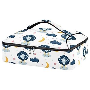 Kcldeci Insulated Thermal Food Carrier Insulated Casserole Carrier for Hot or Cold Food,Geometric Cover Insulated Tote Bag for Potluck Cookouts Parties Picnic,Lasagna Lugger
