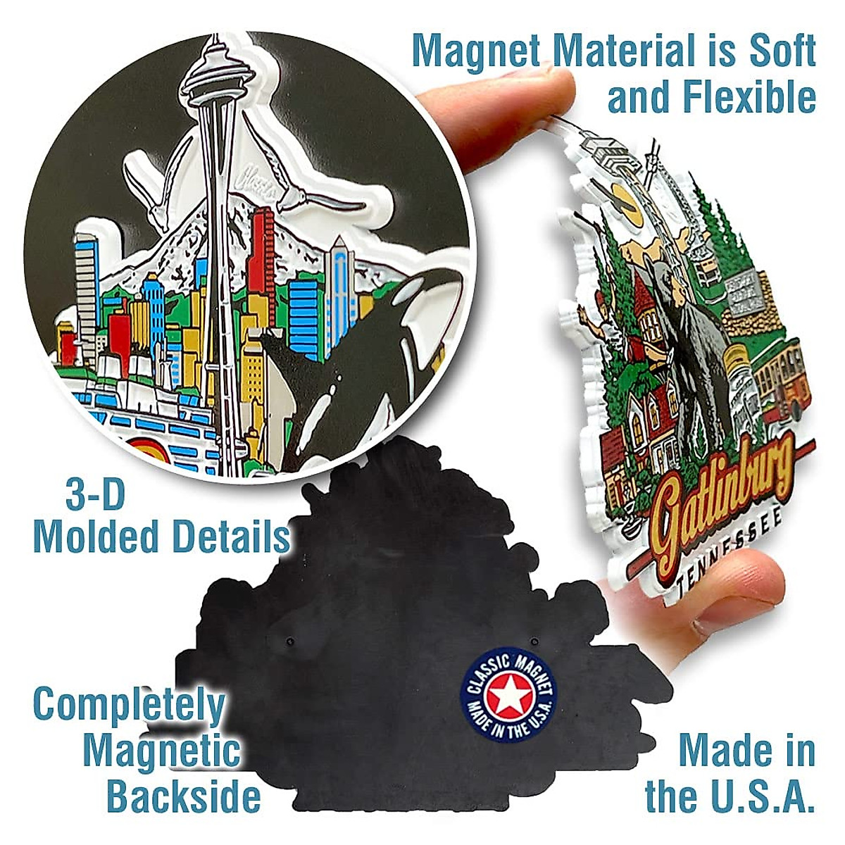 Boston City Magnet by Classic Magnets, Collectible Souvenirs Made in The USA, 4" x 3.6"