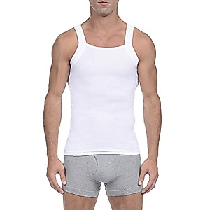 2(X)IST Men's Essential Cotton Square Cut Tank 2-Pack Pure White, Medium