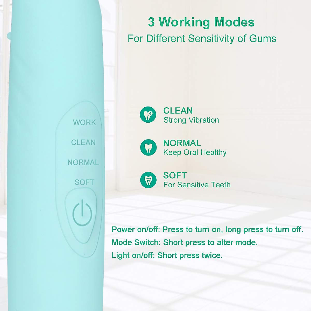 Electric Dental Calculus Remover, Sonic Tooth Scraper Plaque Tartar Stain Remover for Teeth High Frequency Vibration Teeth Cleaning Tools Kit with LED USB Rechargeable 3 Modes 2 Cleaning Heads (Blue)