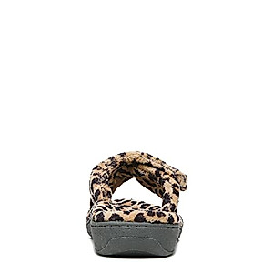 Vionic Women's Indulge Relax Slipper - Ladies Comfortable Cozy Adjustable House Slippers with Concealed Orthotic Arch Support Leopard Natural 8 Medium US