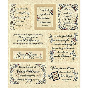 35.5" X 44" Panel Bible Verses Passages Scriptures Faith Christian Inspirational Quotes Sayings Victory Garden Cotton Fabric Panel (PANELJT-CD2108-BEIGE)
