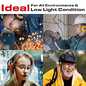 IMPACTABLE ANSI Z87.1 Safety Glasses, Anti-Fog UV Impact Scratch Resistant for Eye Protection at Work, Sports, Shooting, Pickleball, Racquetball, Clear Wraparound Lenses, No-Slip Nose Grip, 1 Pack