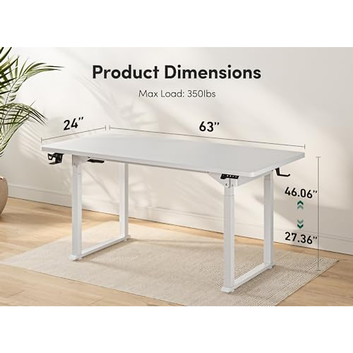 FEZIBO Standing Desk 4 Legs with Dual Motors, 63x29 Electric Standing Desk Adjustable Height with Strong stability, Stand up Desk with Whole-Piece Tabletop, White（2 Packeges）