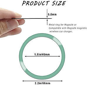 12 Pieces Magnetic Wireless Charger Universal Metal Rings with Sticker, 6 Colors, Ultra Thin Metal Rings Compatible with MagSafe Wireless Charger Car Charger on Most Smartphone