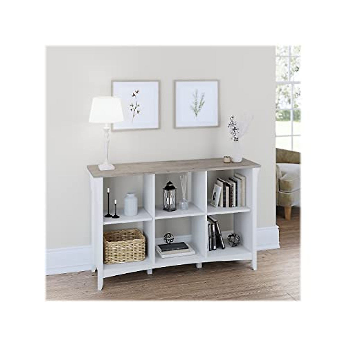 Bush Furniture Salinas 6 Cube Organizer, Pure White and Shiplap Gray