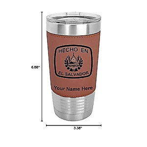 LaserGram 20oz Vacuum Insulated Tumbler Mug, Hecho En El Salvador, Personalized Engraving Included (Faux Leather, Dark Brown)