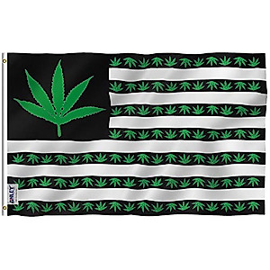 ANLEY Fly Breeze 3x5 Foot Marijuana Leaf USA Polyester Flag - Vivid Color and Fade proof - Canvas Header and Double Stitched - US Marijuana Leaves Flags with Brass Grommets 3 X 5 Ft