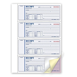 Rediform® Money Receipt Book, Hardcover, Three-Part Sets, White/Yellow/Pink, 200 Carbonless Numbered Triplicate Forms, 2.75" x 7" (8L818)