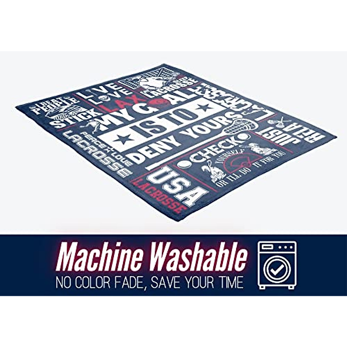 InnoBeta Lacrosse Gifts for Boys Throw, My Goal is to Deny Yours Flannel Blankets for Men 50" x 65"