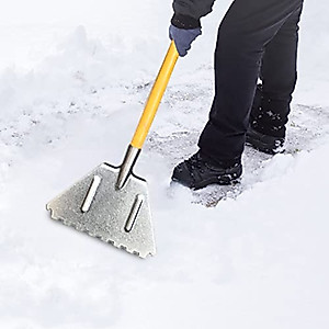 Snow Shovel Heavy Duty Steel Sidewalk Outdoor Snow Removal Ice Scraper Tools Snow Shovels Handled Snow Pusher Shovel for Snow, and Garden Debris