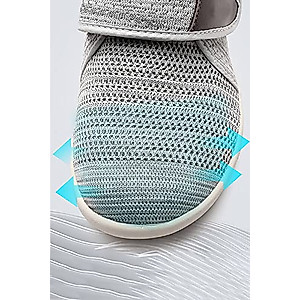 Yibobay Diabetic Shoes for Women Width X-Wide Shoe for Elderly Women Wide Shoes for Women Walking Shoes Adjustable Closure Breathable Lightweight Non Slip for Swollen Feet Edema Light Grey 9