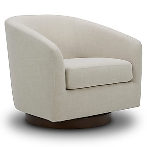 CHITA Swivel Accent Chair, FSC Certified Upholstered Fabric Barrel Chair for Living Room, Fully Assembled, Linen