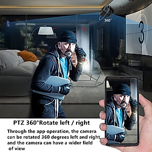 Mini Hidden Camera - Spy Camera PTZ 360° Rotate Left/Right - WiFi HD 1080P Camera PIR 50-Days Standby/Low Power Consumption Motion Detection Video Recorder Night Vision Security Small Cam